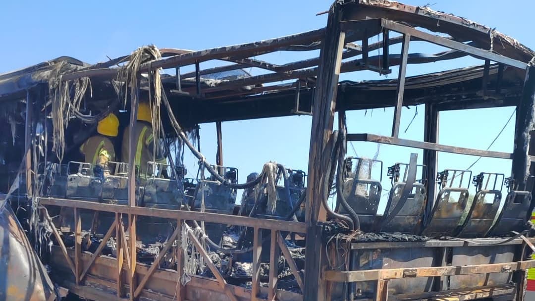 Fire crews tackle flaming coach on A449 as traffic is disrupted ...